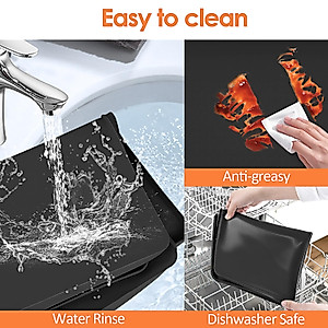 TOHONFOO Silicone Coffee Maker Mat with Lip, 19.7'' x 15'' Heavy Duty Coffee Maker Mat for Countertops, Coffee Tray Fit Under Coffee Maker Appliance Automatic Machines Espresso Accessory, Black