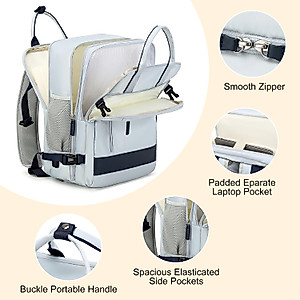 InduSKY Large Travel Backpack for Women, 40L Carry On Backpack Airline Flight Approved with USB Charging Port Shoes Compartment, Personal Luggage Backpack Casual Daypack 15.6 Inch Laptop Backpack