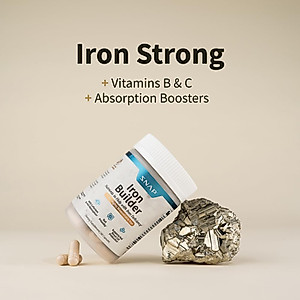 Natural Blood Builder Iron Supplements, 21mg Iron Pills to Increase Energy, Metabolism & Digestion, Absorbs Quickly Vitamins Organic Nutrients (60 Capsules)
