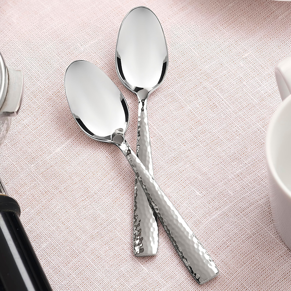 Hudson Essentials Hammered Demitasse Espresso Spoons, 4.6-inch Mini Coffee Spoons, 18/10 Stainless Steel Small Spoons for Dessert, Coffee, Tea, Set of 6