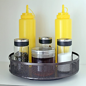 SETTFRFE Lazy Susan Organizer 11 Inches,Metal Mesh Turntable Organizer for Bathroom,Kitchen Countertop,Cabinet,Pantry,Refrigerator, Brown