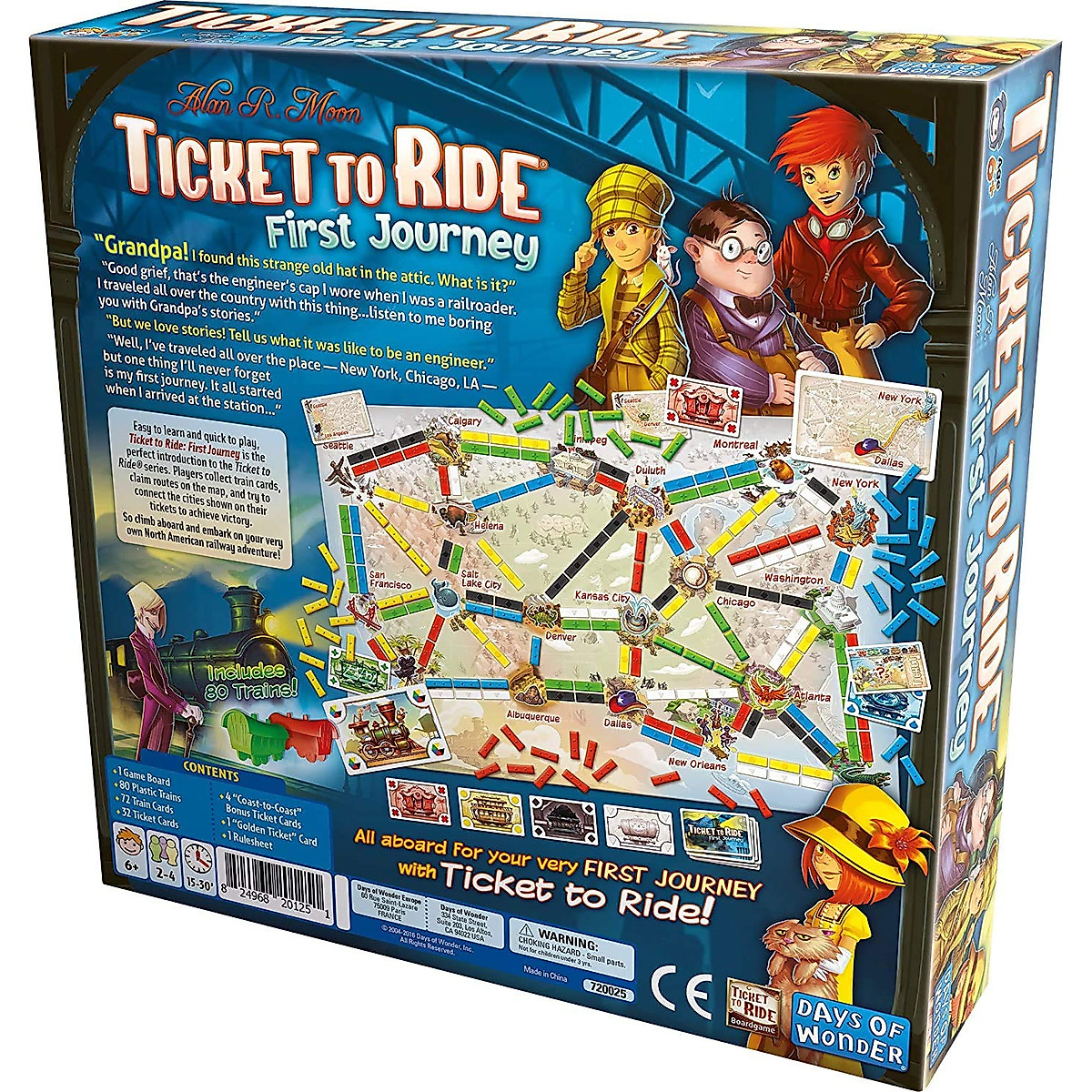 Ticket to Ride First Journey Board Game - Fun and Easy for Young Explorers! Train Strategy Game, Family Game for Kids & Adults, Ages 6+, 2-4 Players, 15-30 Min Playtime, Made by Days of Wonder