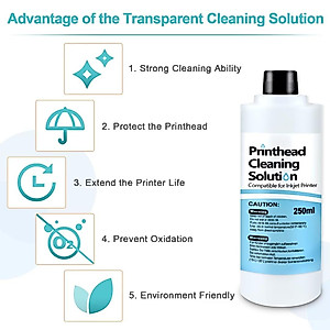 Absonic Printhead Cleaning Kit for Epson, 250mL Printer Cleaning Kit for Inkjet Printer, Print Head Cleaning Kit for HP, Canon Inkjet, Printer Head Cleaning Kit 250mL for Brother Inkjet