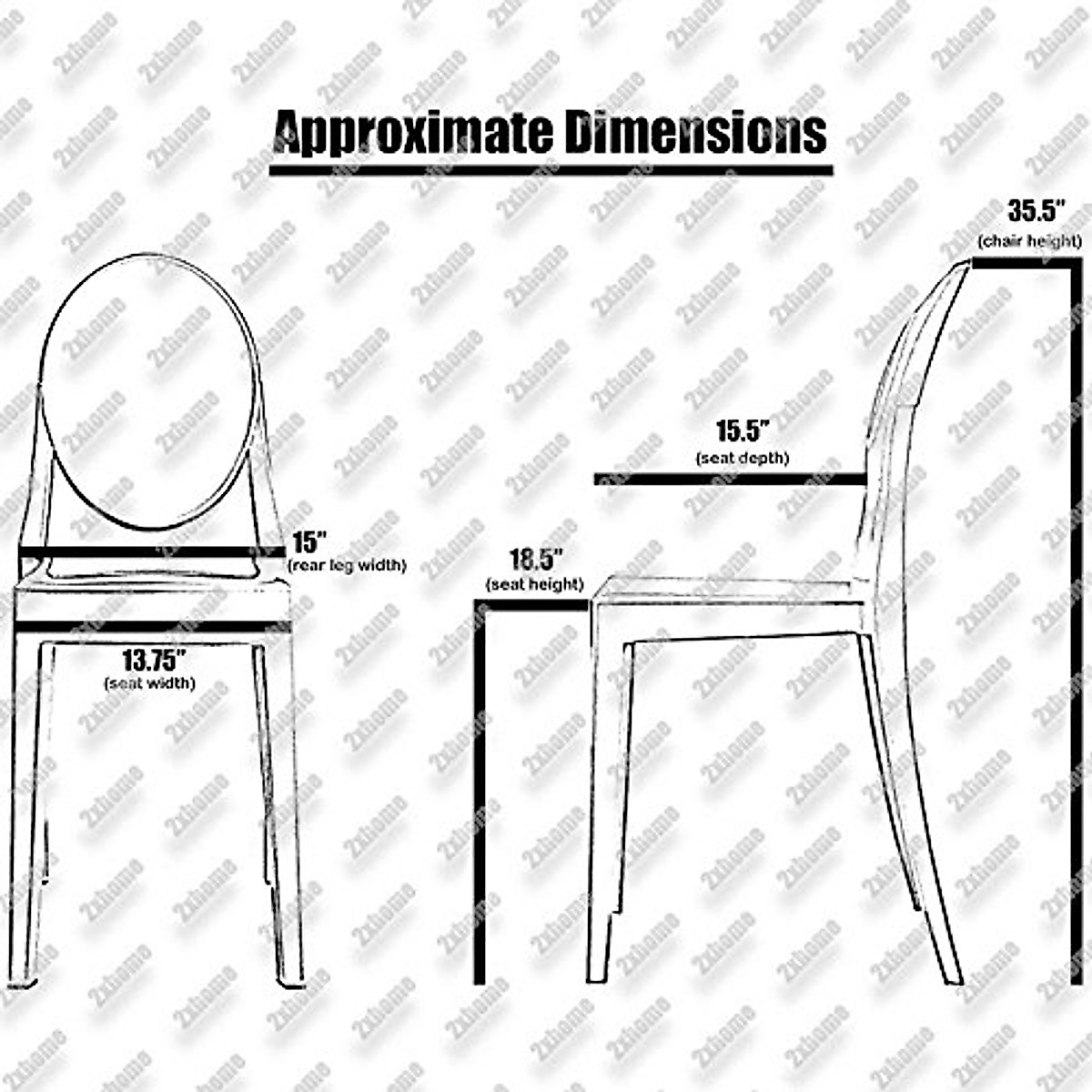 2xhome - Victoria Style Ghost Side Chair Transparent Acrylic Chair