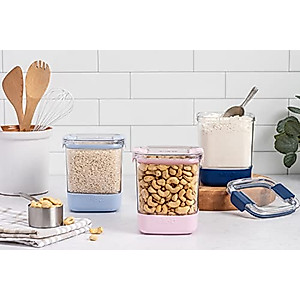 Ello Airtight Food Storage Plastic Canisters with Non-Slip Base Locking Lids and Labels for Kitchen and Pantry Organization Perfect for Sugar, Cerea, Pasta, Dry Food| Set of 3| 6.6 Cup | Cupcake