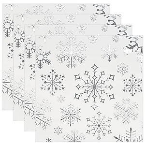 100 Christmas Snowflake Cocktail Beverage Napkins Holiday Disposable Paper Napkin Silver White Snowflakes Dessert Napkins for Home Dinner Buffet Xmas Decorative Tableware Party Supplies Decorations
