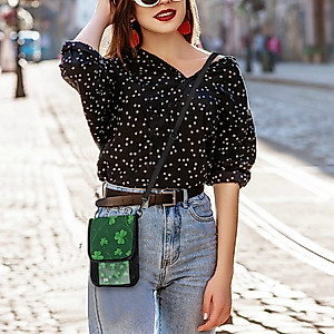 Women Small Crossbody Bag Green Clover for Cellphone Purse Wallet with Card Slots Removable Strap(6vb8a)