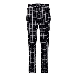 Womens 2 Piece Plaid Suits Casual Slim Fit Two Button Blazer and Pants Suit Set for Work Business Office(Black,Medium)