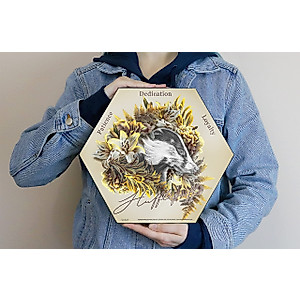 Trend Setters Harry Potter - Hufflepuff - Utilitarian Romance - 11.5” X 10” Hexagon KNEXAGON Wood Print – Tabletop Display, Hang Alone or Connect to Other Pieces – Officially Licensed Collectible