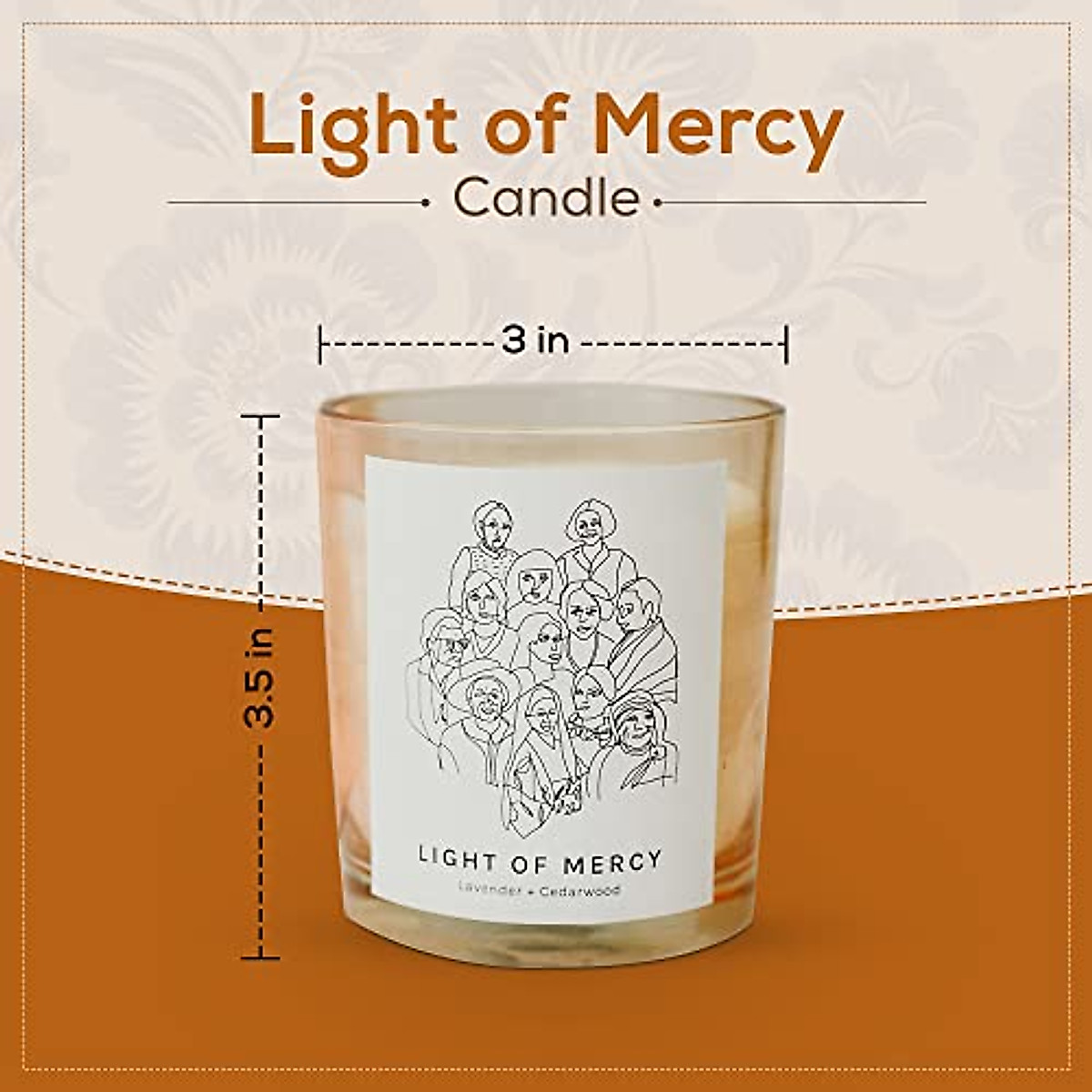 Blessed is She, Light of Mercy Candle, Lavender and Cedarwood Essential Oils, Candle in Glass, 74 - 80 Hours Long Burning Candle