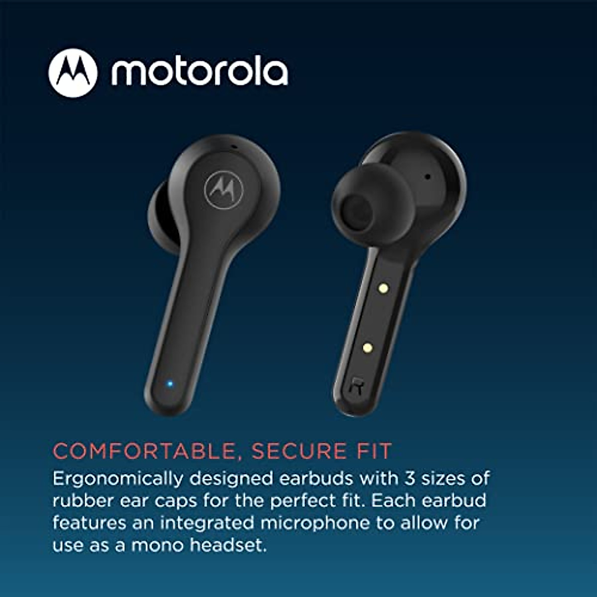 Motorola Moto Buds 085 - True Wireless Bluetooth Earbuds with Microphone and USB-C Charging Case - IPX5 Water Resistant, Smart Touch-Control, Lightweight Comfort-Fit, Clear Sound & Deep Bass - Black