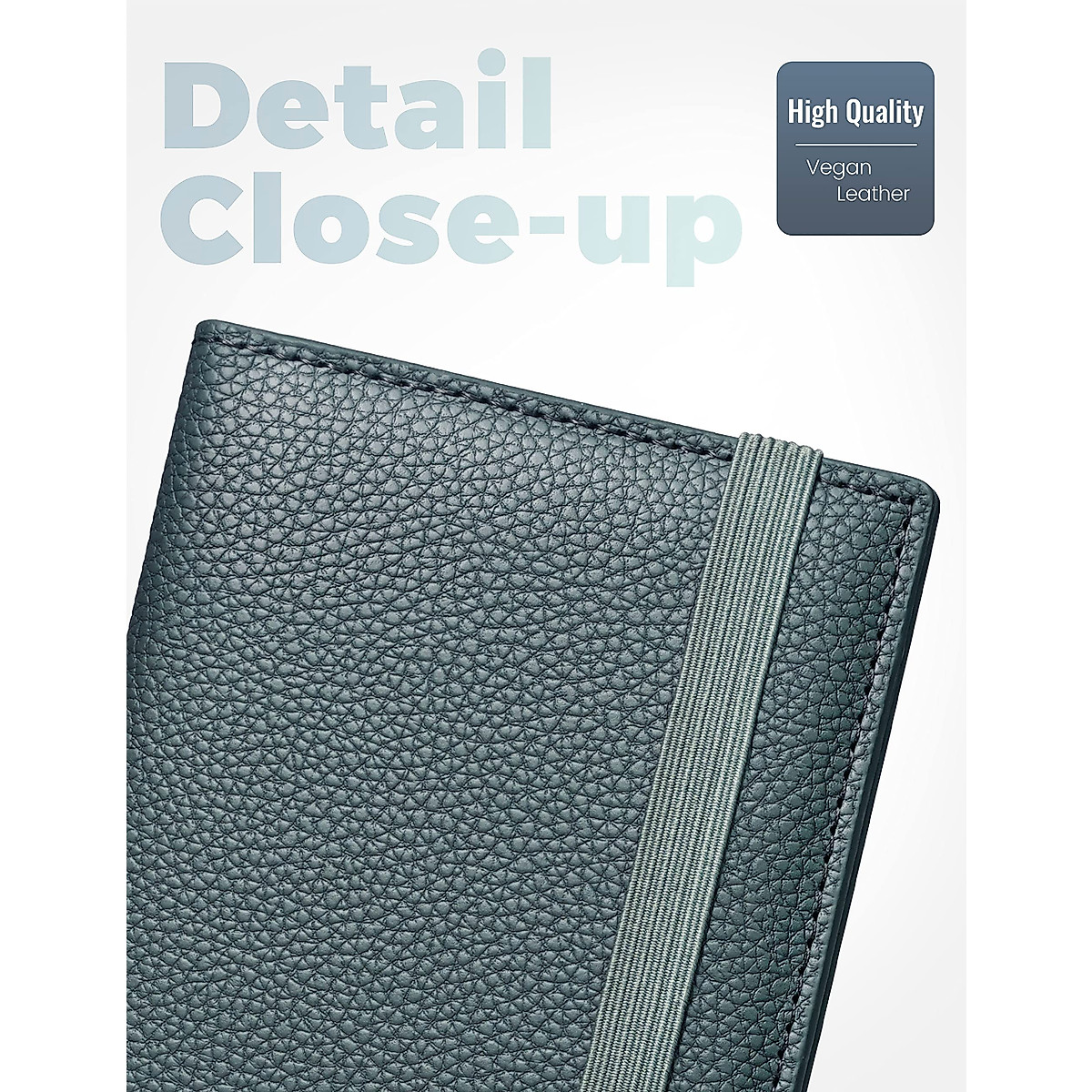 Yarnic Checkbook Cover for Personal Checkbook, Checkbook Holder with Pen Holder & Built-in Clear Plastic Divider for Duplicate Checks (Vert Gris)