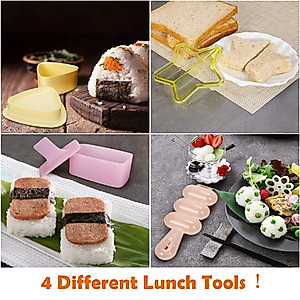 FUNGYAND Sandwich Cutter Set, 52 in 1 Bento Box Accessories Kit Includes Sandwich Cutters, Fruit Cutter, Food Picks, Silicone Cups, Musubi Maker, Rice Ball Maker, Complete Bento Lunch Box Supplies