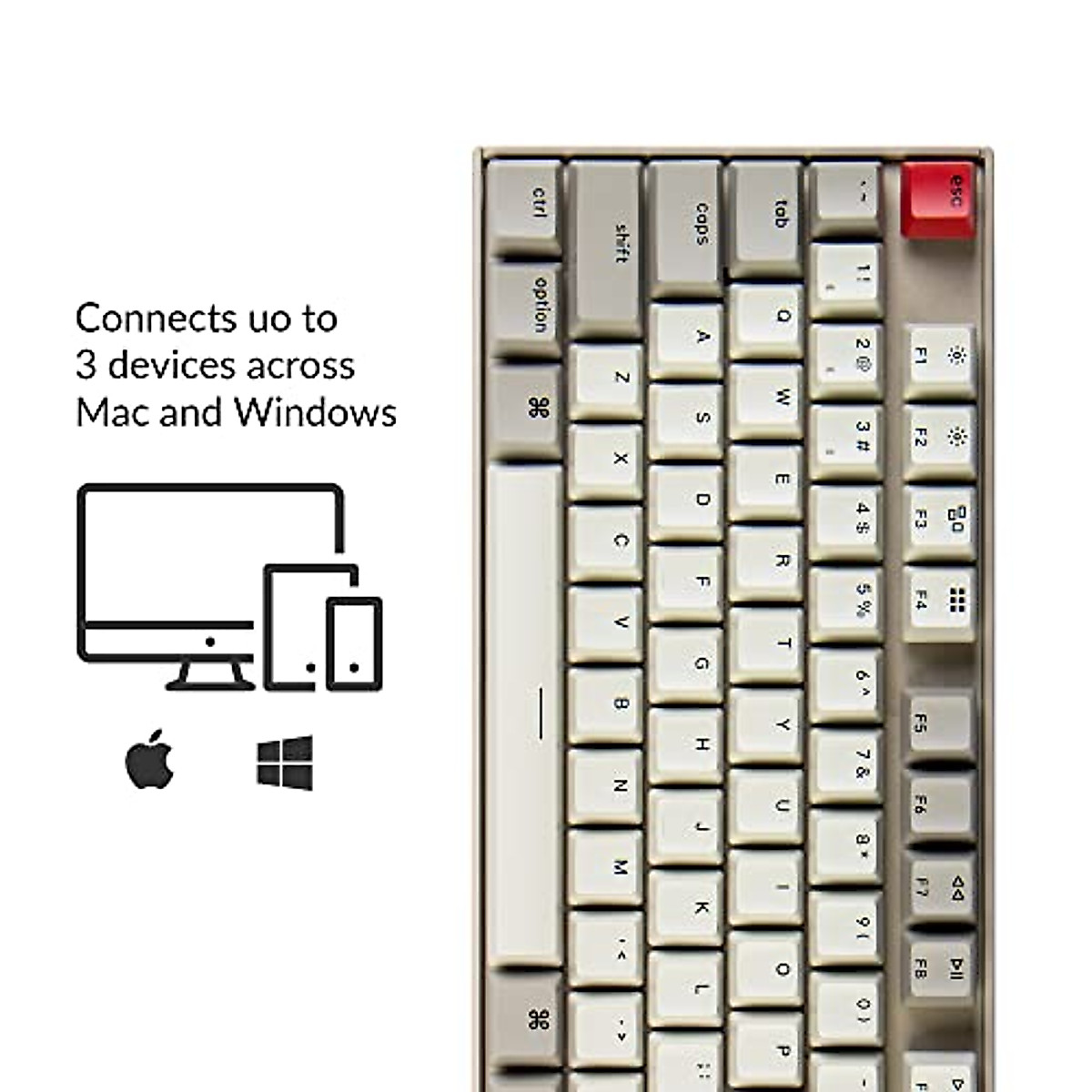 Keychron K8 Tenkeyless Layout Hot-Swappable Wireless Bluetooth Mechanical Gaming Keyboard for Mac Windows, Multitasking 87 Keys USB Wired Computer Keyboard with Keychron Mechanical Brown Switch