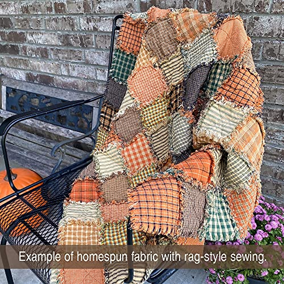 Autumn Pin Plaid Orange, Rust, Gold, Pumpkin Homespun Cotton Plaid Fabric by JCS - Sold by The Yard