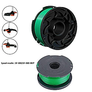 GH3000 Trimmer Replacement Spools Compatible with Black and Decker SF-080 LST540 Weed Eater, 20ft 0.080 inch GH3000R LST540B LST540 Edger Refills Parts, SF O80 Auto-Feed Single Line Cord (10 Pack)