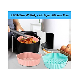 Silicone Air Fryer Basket 2pcs, Air Fryer Silicone Liners for 3-5QT Reusable Air Fryer Liners Silicone - 7.5inch Airfryer Liners, Non Stick Air fryer Accessories