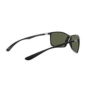 Ray-Ban Men's RB4179 Liteforce Square Sunglasses, Matte Black/Polarized Green, 62 mm + 1