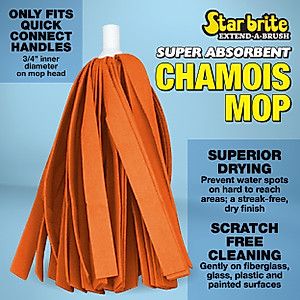 STAR BRITE Super Absorbent Chamois Mop - Quick Connect Fits All Extend-A-Brush STAR BRITE Handles (040032)
