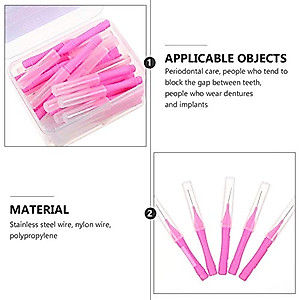 40pcs Interdental Picks Dental Brush Picks Dental Floss Interdental Cleaners 0.7mm Pink Floss Picks,Floss for Braces