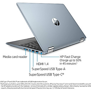 HP 2020 Pavilion x360 14" FHD WLED Touchscreen 2-in-1 Convertible Laptop, Intel Core i5-1035G1 up to 3.6GHz, 8GB DDR4, 256GB SSD, 802.11ac, Bluetooth, Webcam, HDMI, Windows 10,Cloud Blue