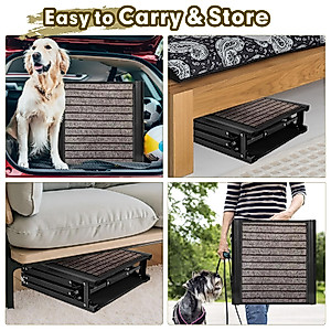 Extra Long 67" Wide 19.7" Dog Car Ramp, Outdoor Dog Ramp with Anti-Slip Surface for Dogs to Get Into Car,SUV,Truck & Porch Steps, Folding Pet Stairs Ramp for Medium & Large Dog Up to 250LBS (Grey)