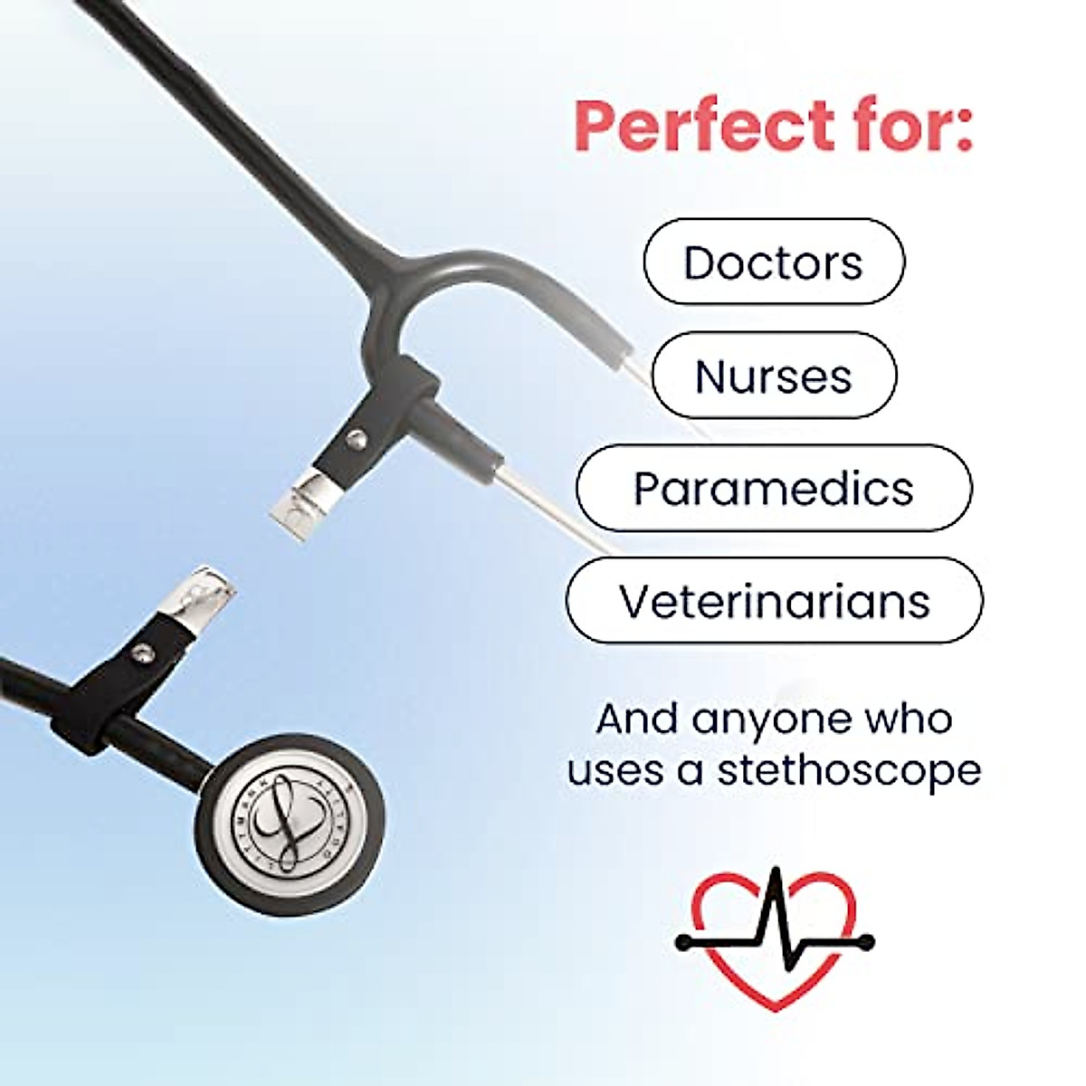 ScopePal Clip for Stethoscopes, Stethoscope Clip for Doctors, Nurses, Medical Students, Stethoscope Accessory Compatible with 3M Littmann Classic III, Lightweight II S.E, and More, Black