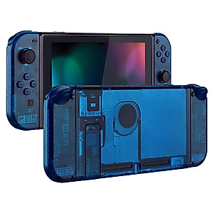 eXtremeRate DIY Replacement Shell Buttons for Nintendo Switch, Back Plate for Switch Console, Housing with Full Set Buttons for Joycon Handheld Controller - Clear Blue [No Electronics Parts]