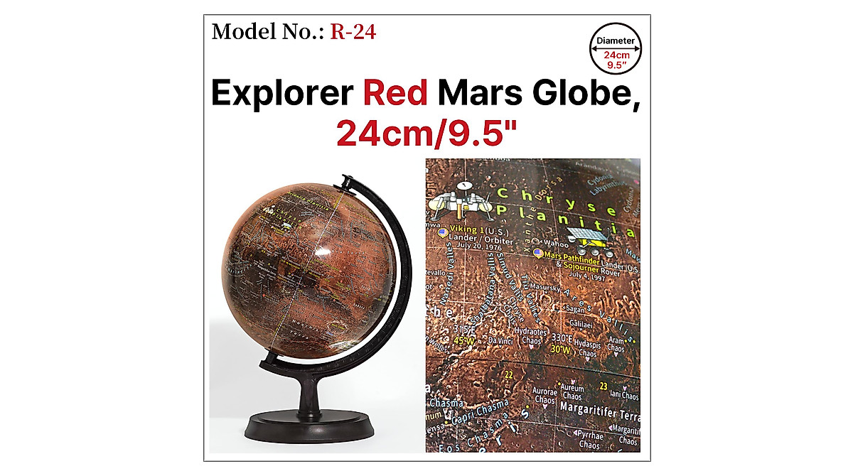 Explore Mars with Mapsoft's 24cm Globe R-24