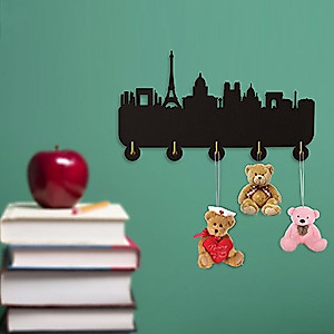 The Geeky Days France Paris Skyline Tourist Attraction Home Decor Wall Art Modern Wall Hooks Clothes Robe Towel Hooks Bathroom Door Living Room Wall Decor