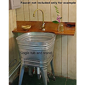Square Wash Tub with standard 1-1/2" tailpiece Kitchen Sink Basket Drain Strainer (Double tub with standard 1-1/2" tailpiece drain and stand)