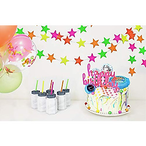 Midnight Glo Black Light Party Supply 78ft Neon Star Garland Hanging Decorations for Birthday Party Wedding Decorations Black Light Reactive UV Glow Party (6 Pack)