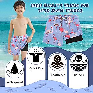 Century Star Boys Swim Trunks with Compression Liner Quick Dry Boys Bathing Suit Toddler Swim Trunks Beach Board Shorts Swimwear Games Console 6-7 Years