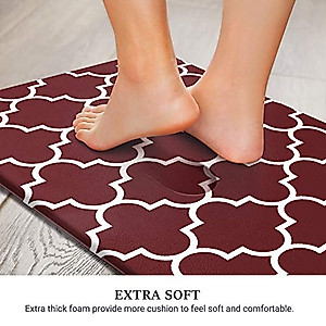 WISELIFE Kitchen Mat Cushioned Anti-Fatigue Kitchen Rug, 17.3"x 59" Waterproof Non-Slip Kitchen Mats and Rugs Heavy Duty PVC Ergonomic Comfort Mat for Kitchen, Floor Home, Office, Sink, Laundry, Red