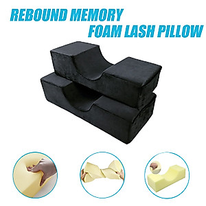 Toymay Comfortable Eyelash Extension Neck Pillow,Memory Foam Neck Contour Pillow for Sleeping Support,Beauty Salon Lash Grafting Pillow,Removable Black Velvet Cervical Pillow