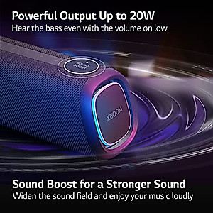 LG XG5QBK.DUSALLK Go Portable Bluetooth Speaker - LED Lighting and up to 18-Hour Battery, Black