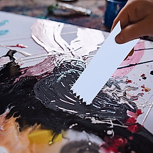 craftshou Multifunction Acrylic Pouring Swipe Tools,14 Pcs Paint Scrapers Plastic Paint Swipe Accessories for Acrylic Painting Technique