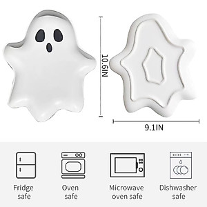 LYAPEONY Ceramic Ghost Plate (10.6 * 9.1in) | Reusable Halloween Plate for Everything from Desserts, Salads, Snacks, Candy, Appetizers and More (1)