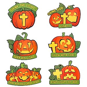 24 Pcs Thanksgiving Pumpkin Cutouts Halloween Jesus Cutouts Decor Thanksgiving Cardboard Door Sign Fall Autumn Wall Religious Holiday Decor for Christian Classroom Bulletin Board Party Favor Supplies