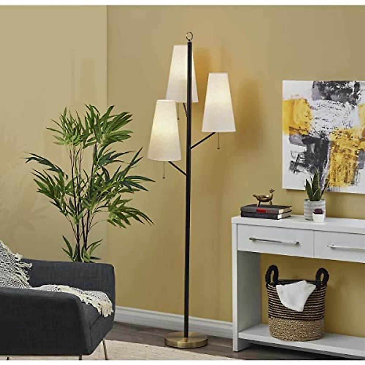 Adesso 4176-01 Daniel 71 inch 40.00 watt Black with Antique Brass Accents Floor Lamp Portable Light