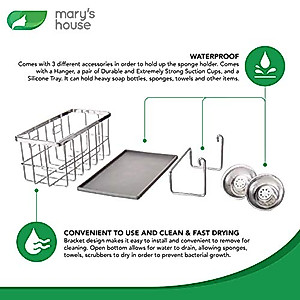 Heavy Duty Sink Caddy for Wet Dish Rag and Sponge Holder - Hang, Suction, or Counter Use - by Mary's House