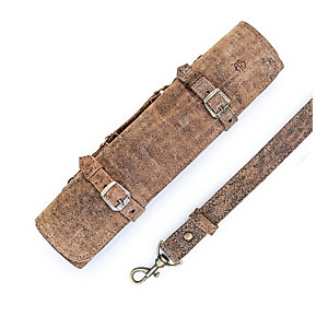 Knife Roll Bag Genuine Leather – knife case for Chefs 7 slots – Leather Knife with handle and strap Frank (Brown-Antique)