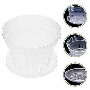 Yardwe 1set Bonsai Patio Ventilate for Plastic Cactus Starting Floral Rounded Saucer Drainage Flowerpot Bucket Trays Saucers, with Bar Pot, Starter Flowerpots Seedling X. Indoor