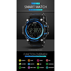 FANMIS Men Multifunction Smart Watch Pedometer Calories Digital Military Sport Watches Bluetooth for Android iPhone Activity Tracker Call Text Notification Monitor