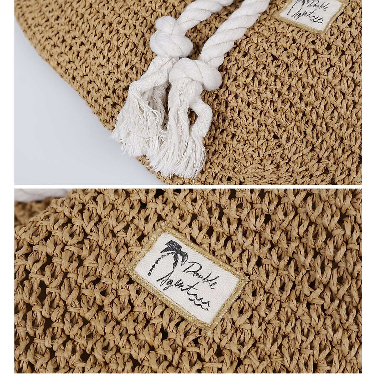 TONWHAR® Campus Fashion Straw Shoulder Bag Beach Backpack Purse (Brown)