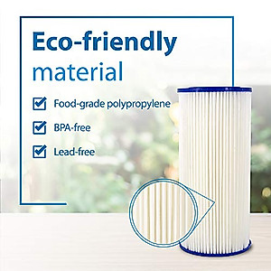 Filterlogic FXHSC 10" x 4.5" Whole House Pleated Sediment Filter, Replacement for GE FXHSC, Culligan R50-BBSA, Pentek R50-BB, DuPont WFHDC3001, American Plumber W50PEHD, GXWH40L, Pack of 2