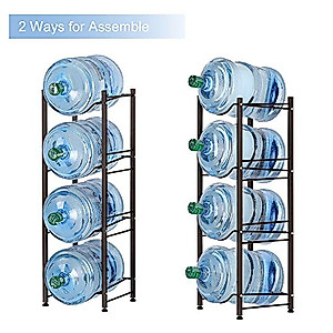 5 Gallon Water Jug Holder Water Bottle Storage Rack, 4 tier water cooler jug rack, 5 gallon water jug stand, 5 Gallon Water Bottle Holder(4 Tier, Dark Brown)