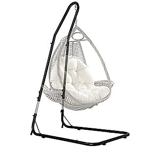 Hammock Chair Stand Portable Heavy Duty Solid Steel Stand Only Outdoor Indoor Hanging Chair Stand for Air Porch Swing Chair w/Weather-Resistant Finish, Offset Base, 360-Degree Rotation, Black