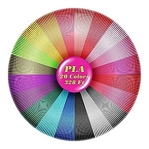 3D Pen Filament 328 Feet 20 Colors, Widon PLA Filament Bonus Finger Caps, 1.75mm Filament Refills, Non-Toxic, Smooth Printing and Kids Safe