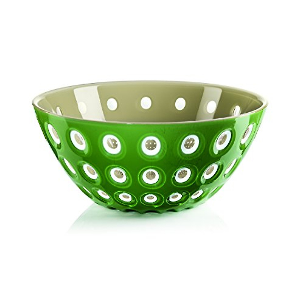 Guzzini Le Murrine Bowl Ø25, White/Moss Green. Made in Italy Using Exclusive Three-Color Technology